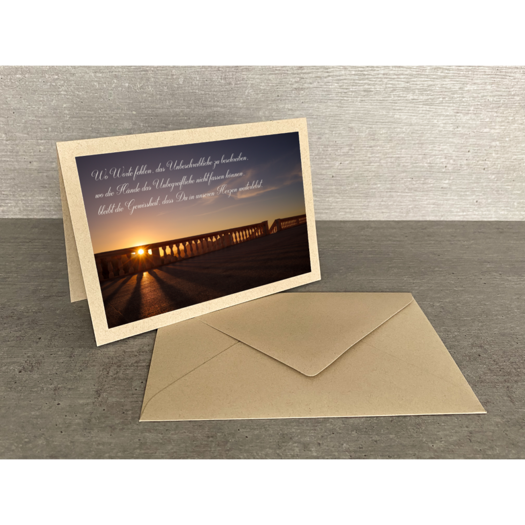 Trauerkarte Steg ins Meer Mallorca mit Trauertext - 🙏🏻